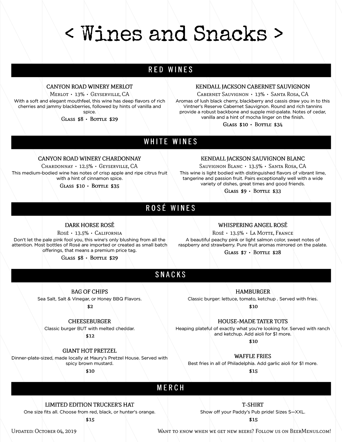 Automatic Print Beer Menus - BeerMenus